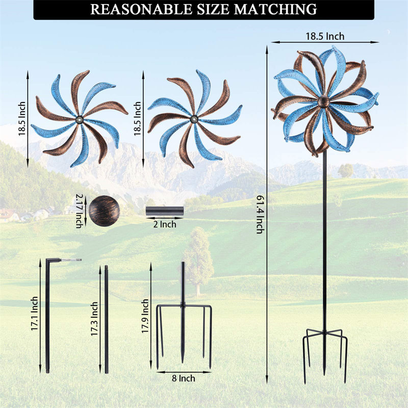 Lark Manor™ Metal Leaf Windmill For Outdoor Yard Patio Lawn & Garden | Wayfair